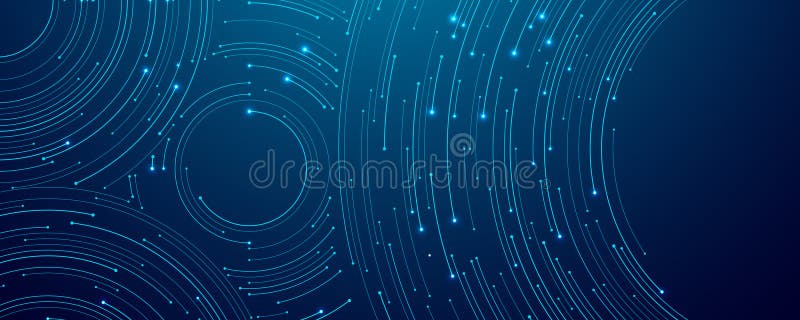 Circle Circuit Wires on a Dark Blue Motherboard Background. Stock ...