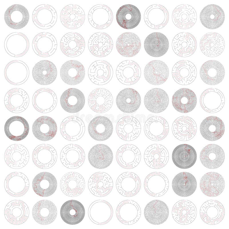 Circle, Circular Maze, Labyrinth Riddle Game Set. Problem Solving ...