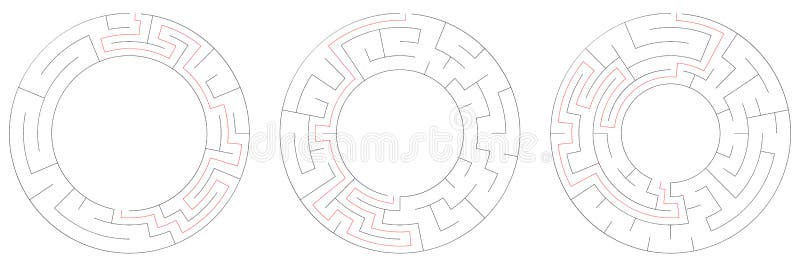 Circle, Circular Maze, Labyrinth Riddle Game Set. Problem Solving ...