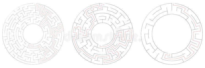 Circle, Circular Maze, Labyrinth Riddle Game Set. Problem Solving ...