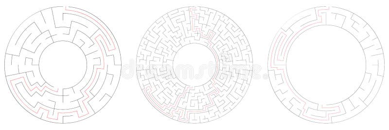 Circle, Circular Maze, Labyrinth Riddle Game Set. Problem Solving ...