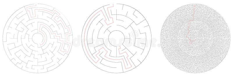 Circle, Circular Maze, Labyrinth Riddle Game Set. Problem Solving ...