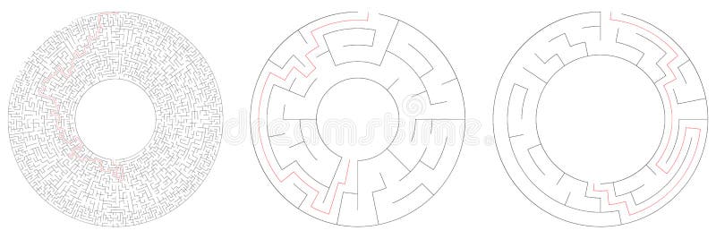 Circle, Circular Maze, Labyrinth Riddle Game Set. Problem Solving ...