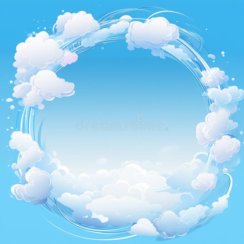 A Circle with Clouds on a Blue Sky Background Stock Illustration ...