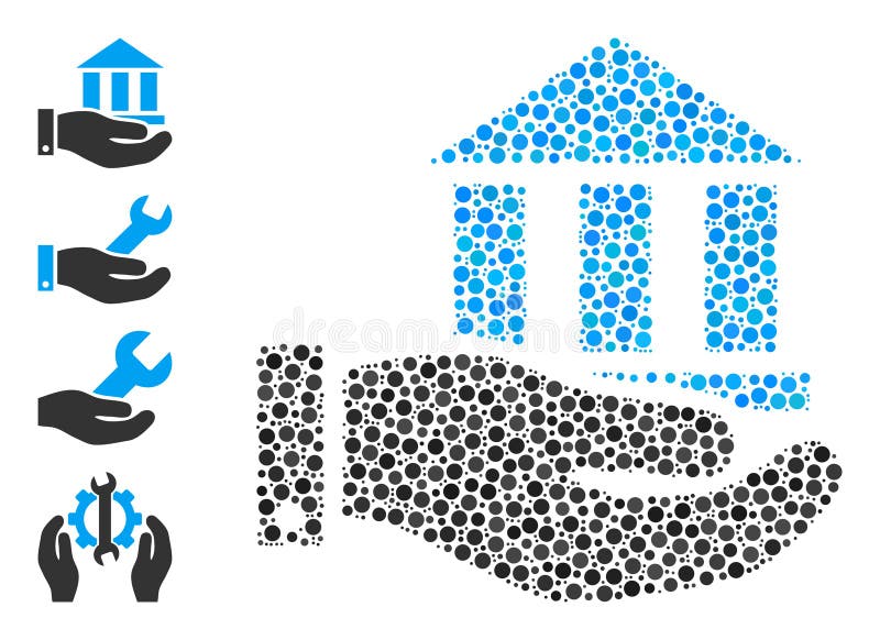 Dotted Bank Service Collage of Rounded Dots and Bonus Icons Stock ...