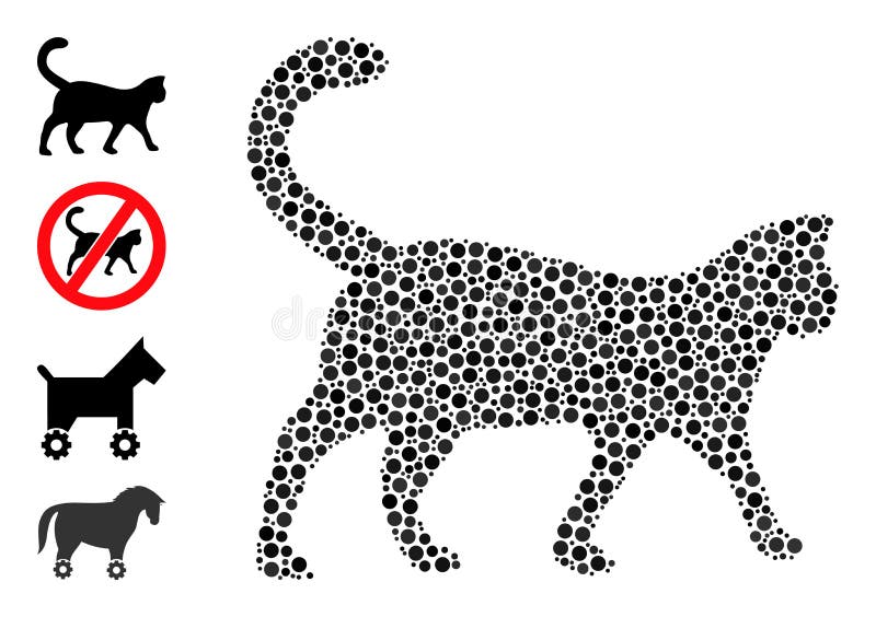 Dotted Cat Composition of Round Dots with Similar Icons Stock Vector ...