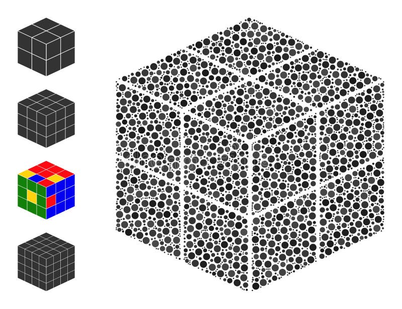 Dotted 3D Cube Composition of Circles and Bonus Icons Stock Vector ...