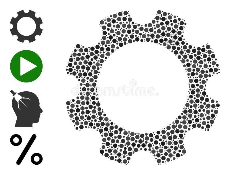 Dotted Gear Mosaic of Circles with Similar Icons Stock Vector ...