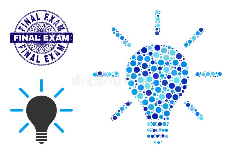 Distress FINAL EXAM Round Guilloche Seal and Light Bulb Composition ...