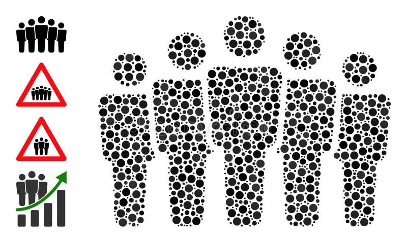 Dotted People Crowd Mosaic of Circles with Other Icons Stock Vector ...