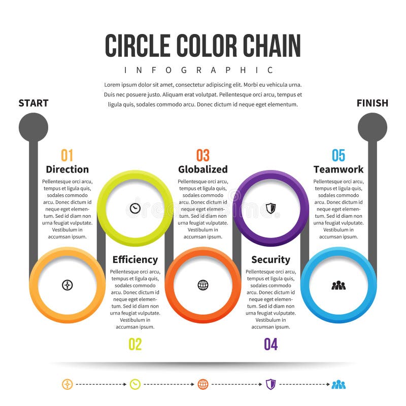 Circle Color Chain Infographic Stock Vector - Illustration of process ...