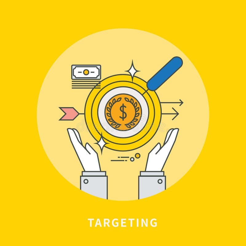 Circle Color Line Flat Design of Business Target, Modern Illustration ...
