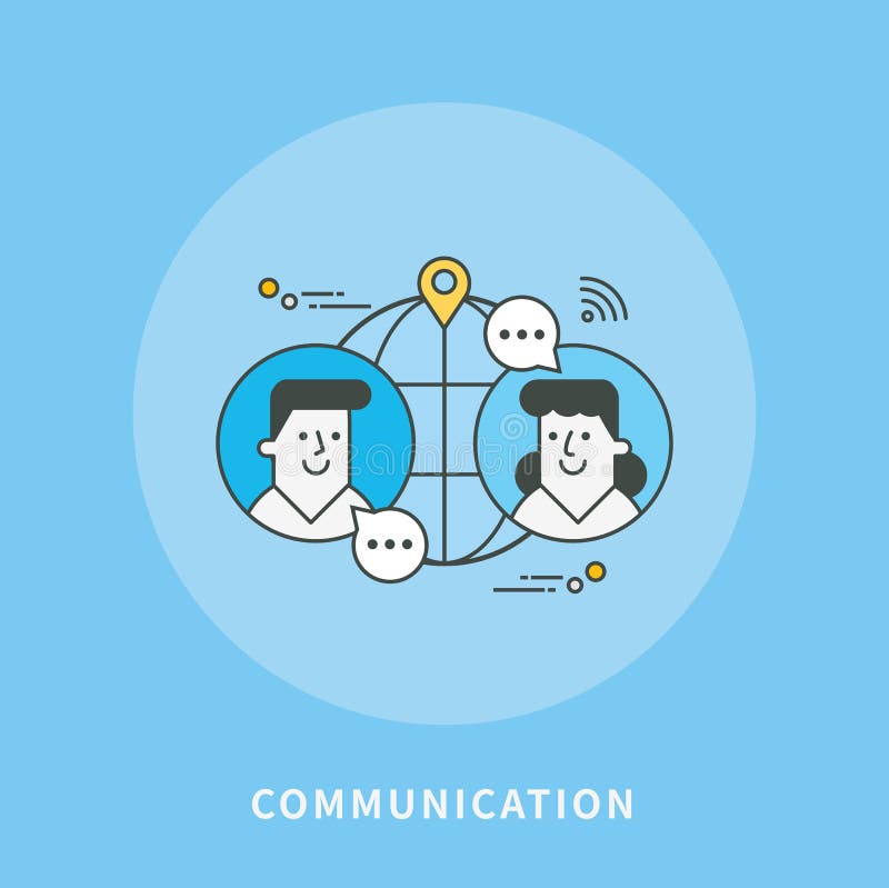 Circle Color Line Flat Design of Communication, Modern Illustration ...