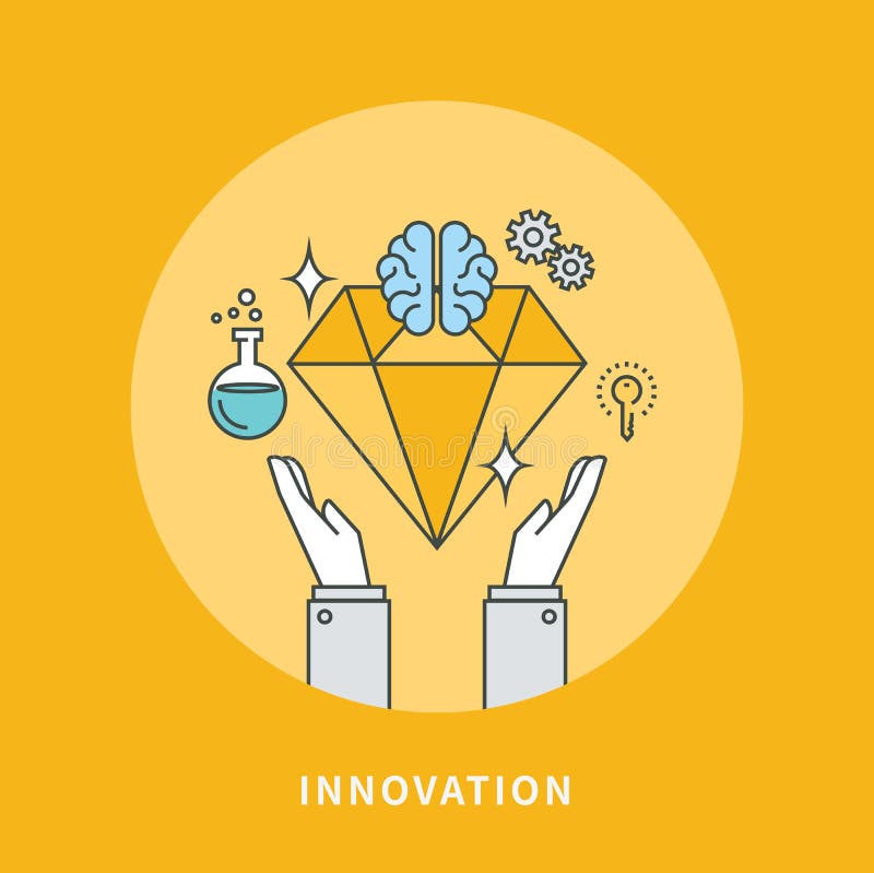 Circle Color Line Flat Design of Innovation, Modern Illustration Stock ...