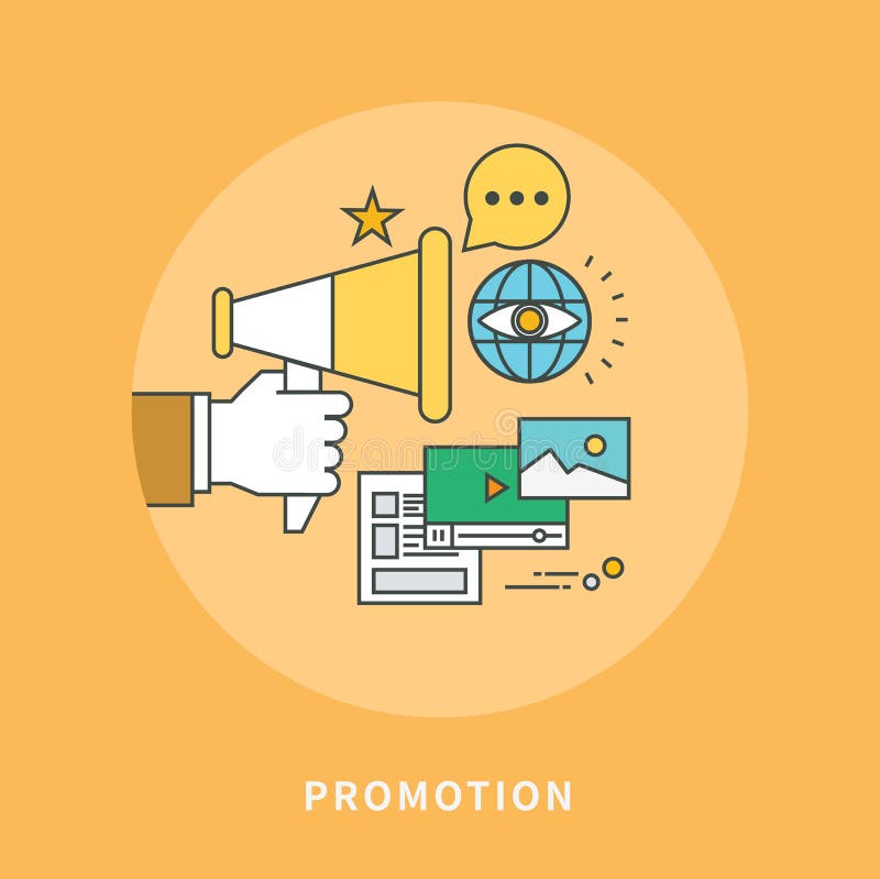 Circle Color Line Flat Design of Promotion, Modern Illustration Stock ...