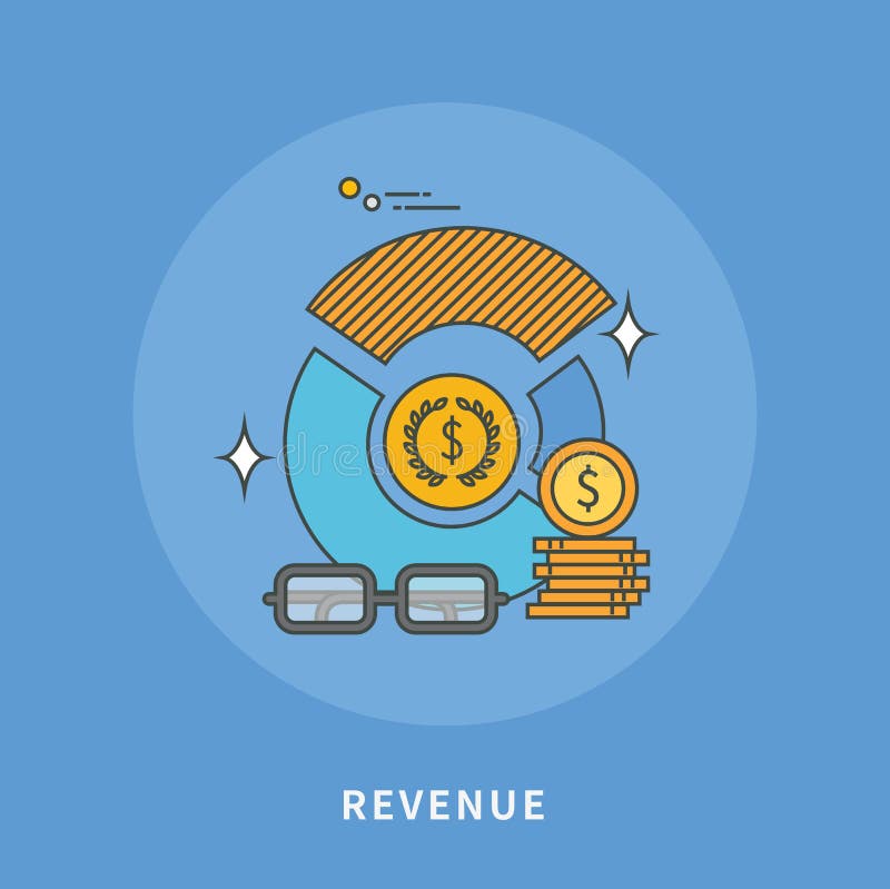 Circle Color Line Flat Design of Revenue, Modern Illustration Stock ...