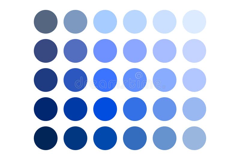 Circle Color Palette. Blue Tone Gradient. Round Swatch Grid. Vector Dot ...