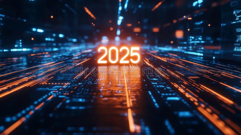 A Circle Colored in Blue and Orange, with the Number 2025 in Orange ...