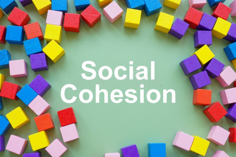 Circle of Colored Cubes and Inscription Social Cohesion. Stock Photo ...