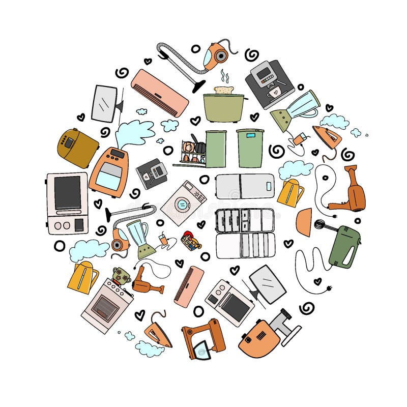 A Circle with Colored Electric Home Appliances Stock Vector ...