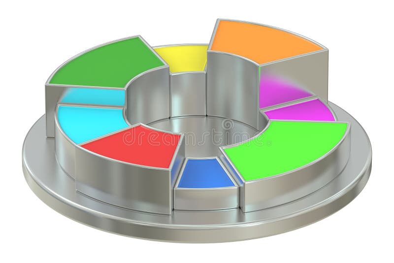 Circle Colored and Metallic Pie Chart Stock Illustration - Illustration ...