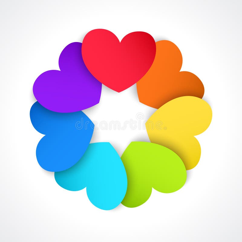 Circle of Colored Paper Hearts Stock Vector - Illustration of vector ...