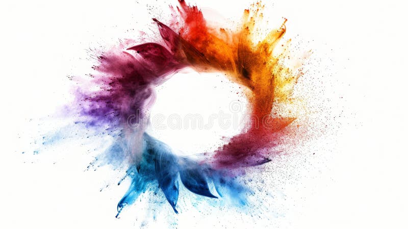 Circle of Colored Powder Sprinkles on White Background Stock Image ...