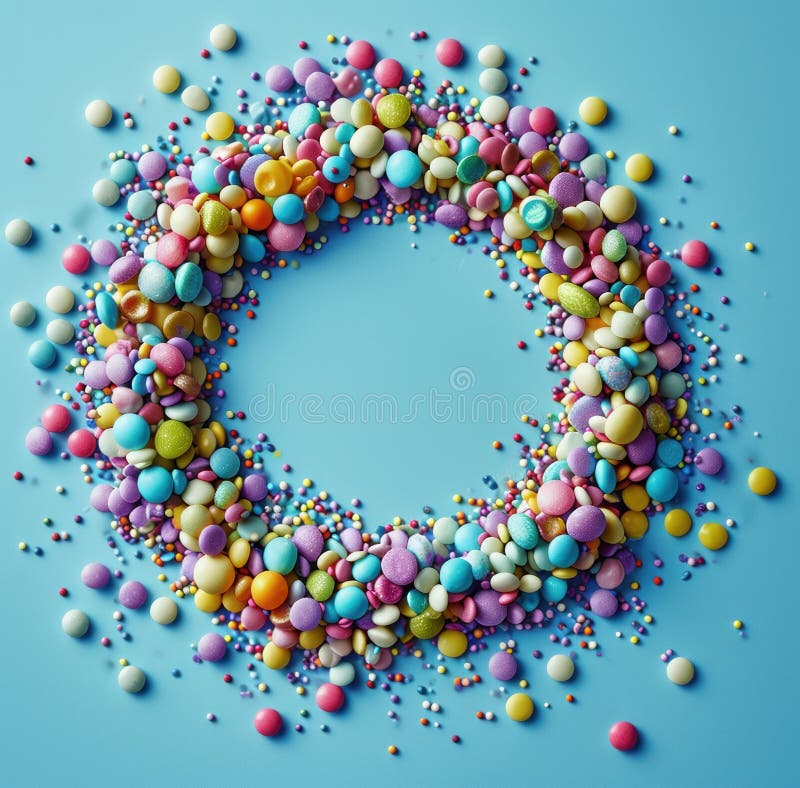 A Circle with Colorful Candy Shaped Around it Stock Image - Image of ...