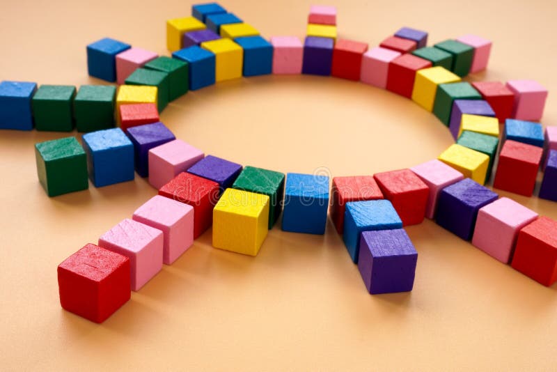 Circle from Colorful Cubes As Symbol of Unity and Cooperation. Stock ...