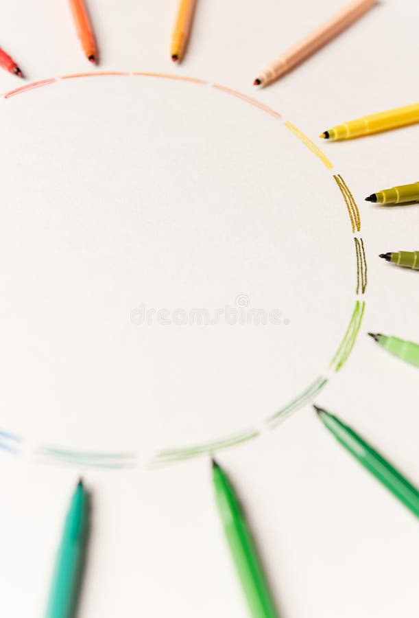 Circle with Colorful Markers Making Gradient Stock Photo - Image of ...