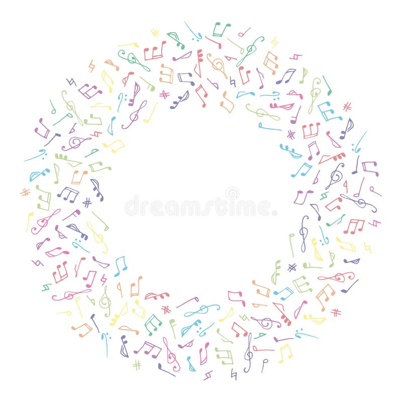Circle Colorful Music Frame in Doodle Style Stock Vector - Illustration ...