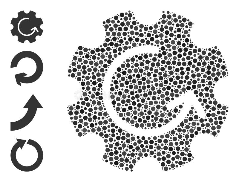 Dotted Gear Rotation Composition of Rounded Dots with Bonus Icons Stock ...