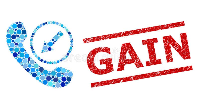 Scratched Gain Stamp Print and Incoming Call Mosaic of Round Dots Stock ...