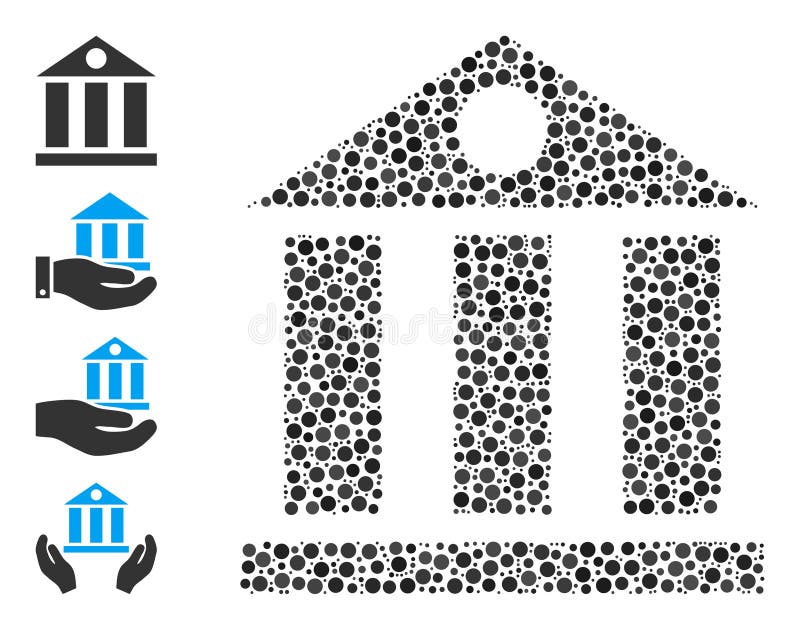 Dotted Bank Building Mosaic of Circles with Bonus Icons Stock Vector ...