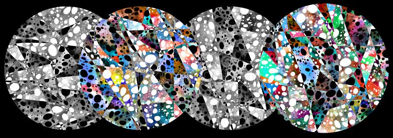 Circle Composition with Pop Elements, Naive Motive on Grunge Paper ...