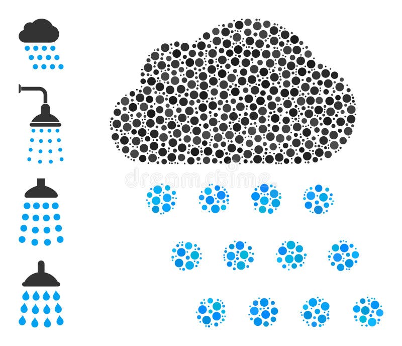 Dotted Rain Cloud Composition of Round Dots with Similar Icons Stock ...