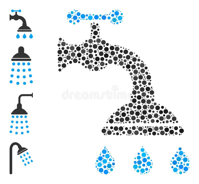 Dotted Shower Tap Composition of Rounded Dots and Other Icons Stock ...