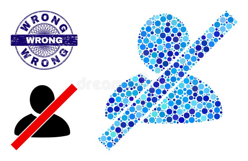 Scratched WRONG Round Guilloche Seal and Wrong User Mosaic Icon of ...