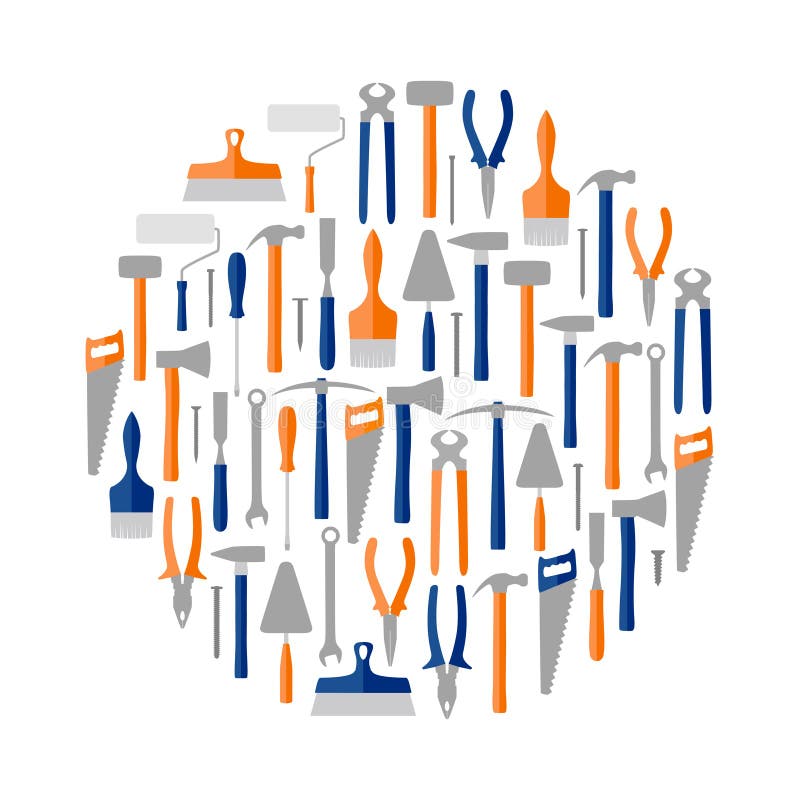 Set of Construction Tools on Color Background, Illustration Stock ...