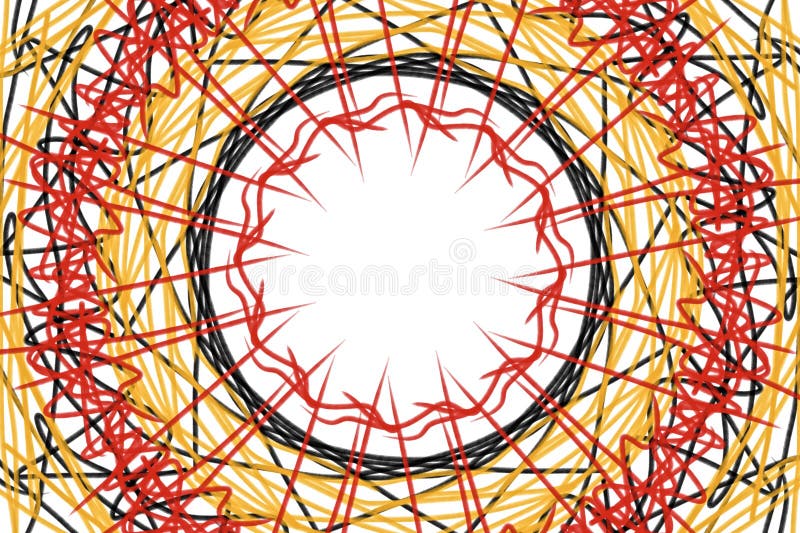 Circle with Copy Space Around Which are Colored Lines on a White ...
