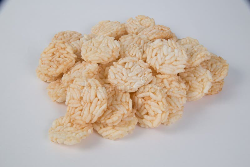 It is Circle Crispy Rice Isolated on White Stock Photo - Image of dried ...
