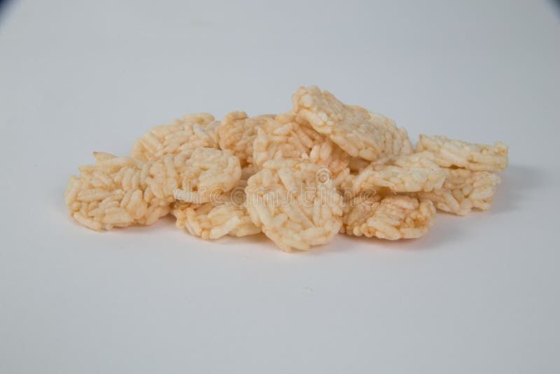 It is Circle Crispy Rice with Tomato Sauce Isolated on White Stock ...
