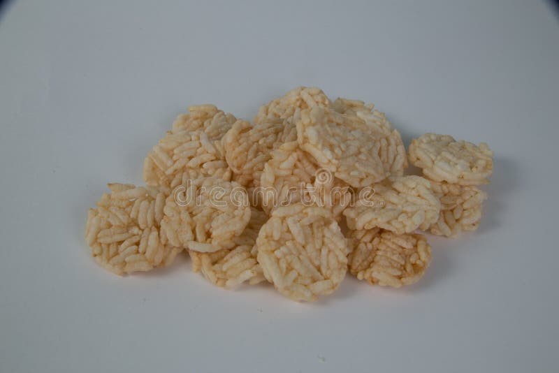 It is Circle Crispy Rice Isolated on White Stock Image - Image of ...