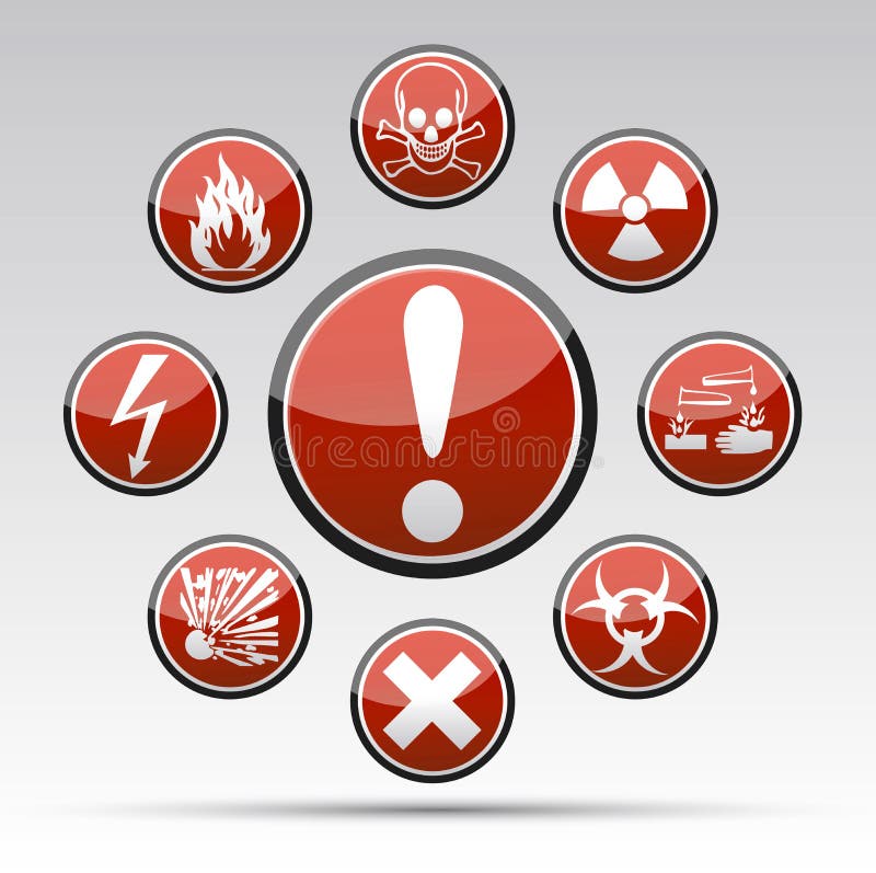 Circle Danger Sign Collection Stock Vector - Illustration of icon, area ...