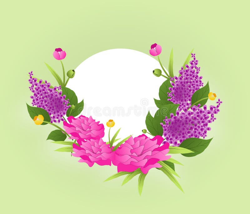 Circle Decorated with Spring Flowers Stock Illustration - Illustration ...