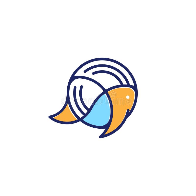 Circle Decorative Fish Water Aquarium Line Abstract Logo Stock Vector ...