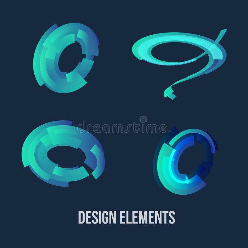 Circle Design Element Set. Business Blue Circle Icon. Corporate ...