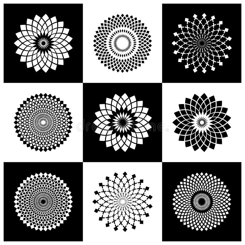 Circle Design Elements Set. Abstract Round Geometric Patterns Stock ...