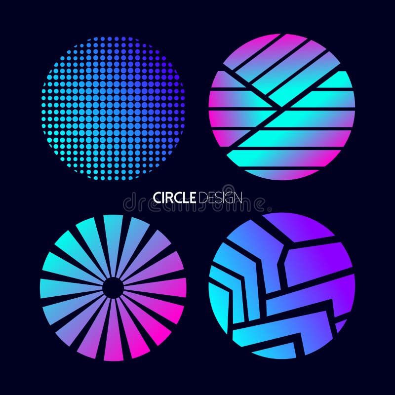 Circle Design Set with Abstract Geometry Shapes Stock Vector ...