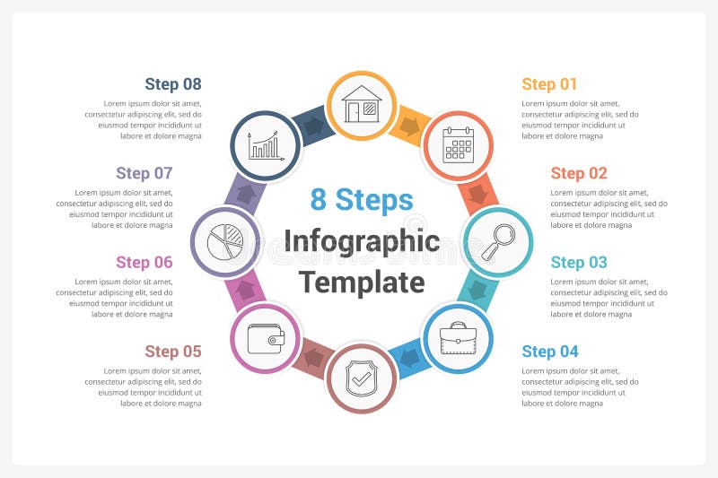 Circle Diagram with Eight Elements Stock Vector - Illustration of ...